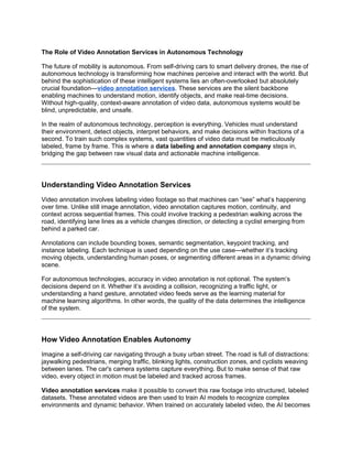 The Role of Video Annotation Services in Autonomous Technology.docx
