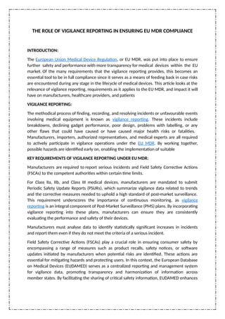 THE ROLE OF VIGILANCE REPORTING IN ENSURING EU MDR COMPLIANCE.docx