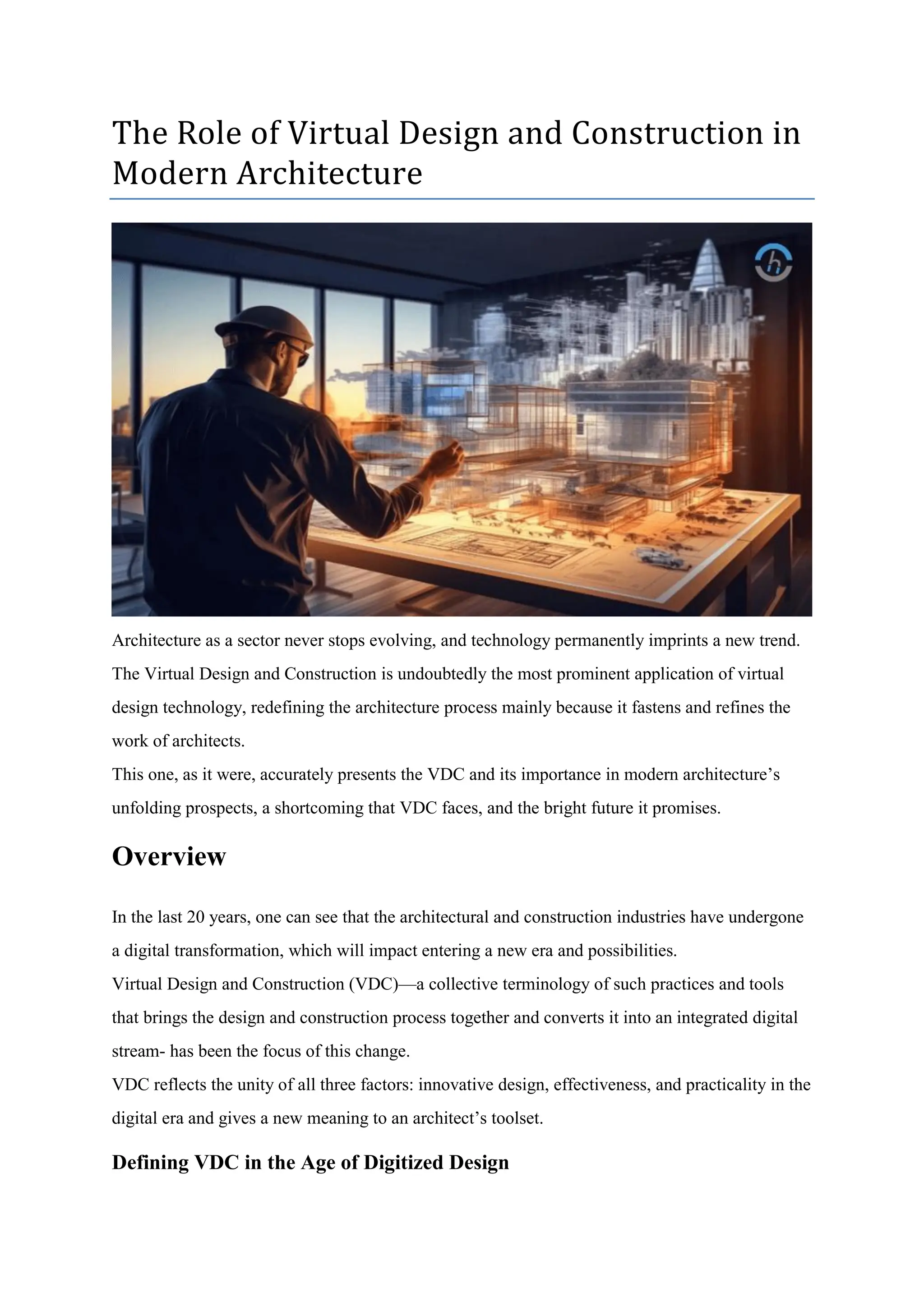 The Role of Virtual Design and Construction in Modern Architecture | PDF