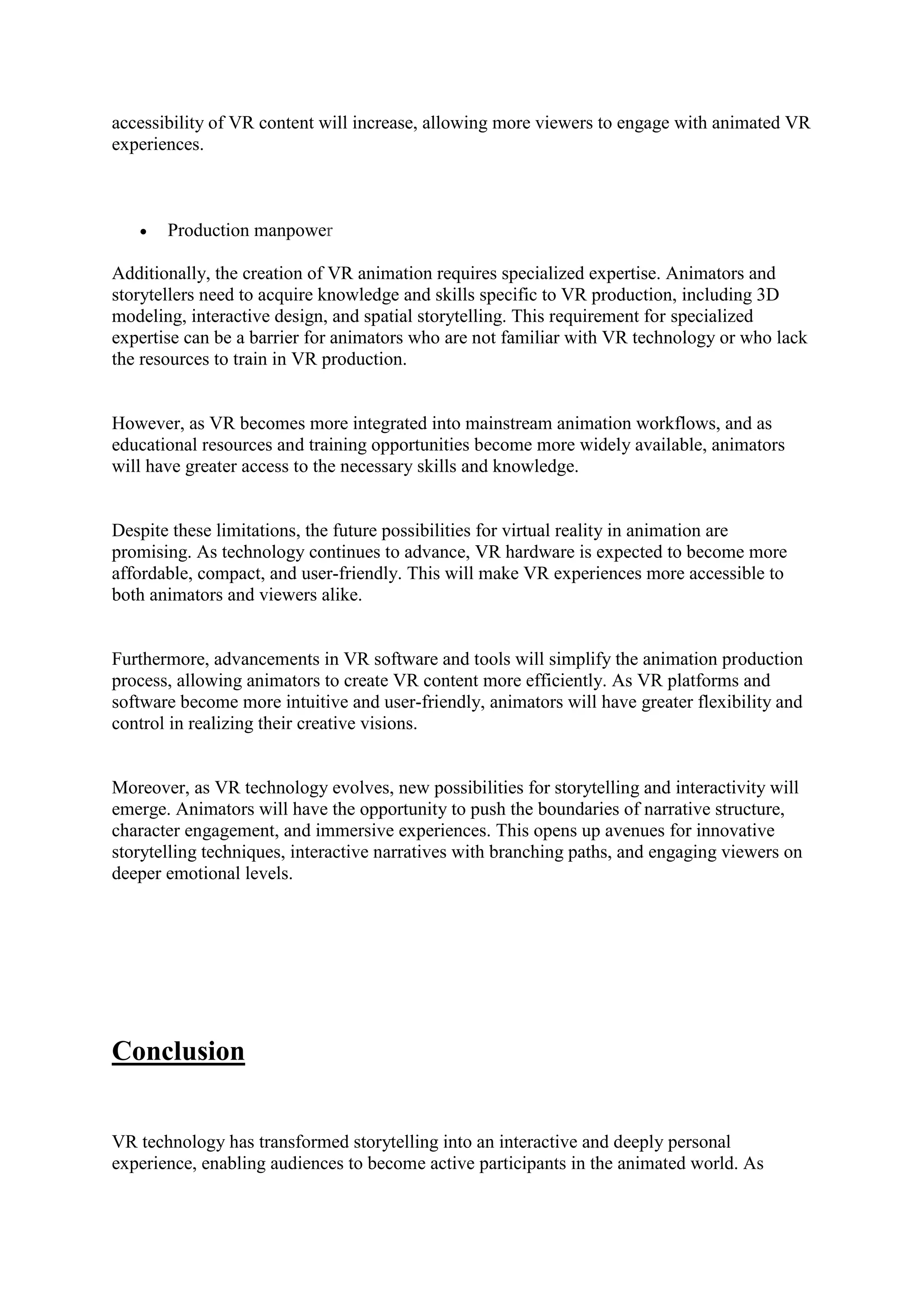 The Role of Virtual Reality in Evolving Animation Journey | DOCX