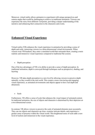 The Role of Virtual Reality in Evolving Animation Journey | DOCX