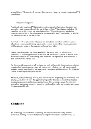 The Role of Virtual Reality in Evolving Animation Journey | DOCX