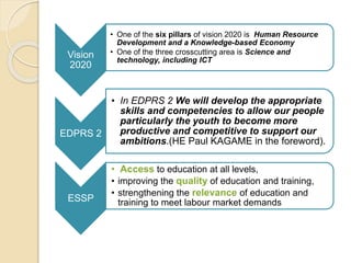 The role of vision 2020 in education rwanda | PPTX