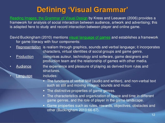 The role of visual grammar and player perception