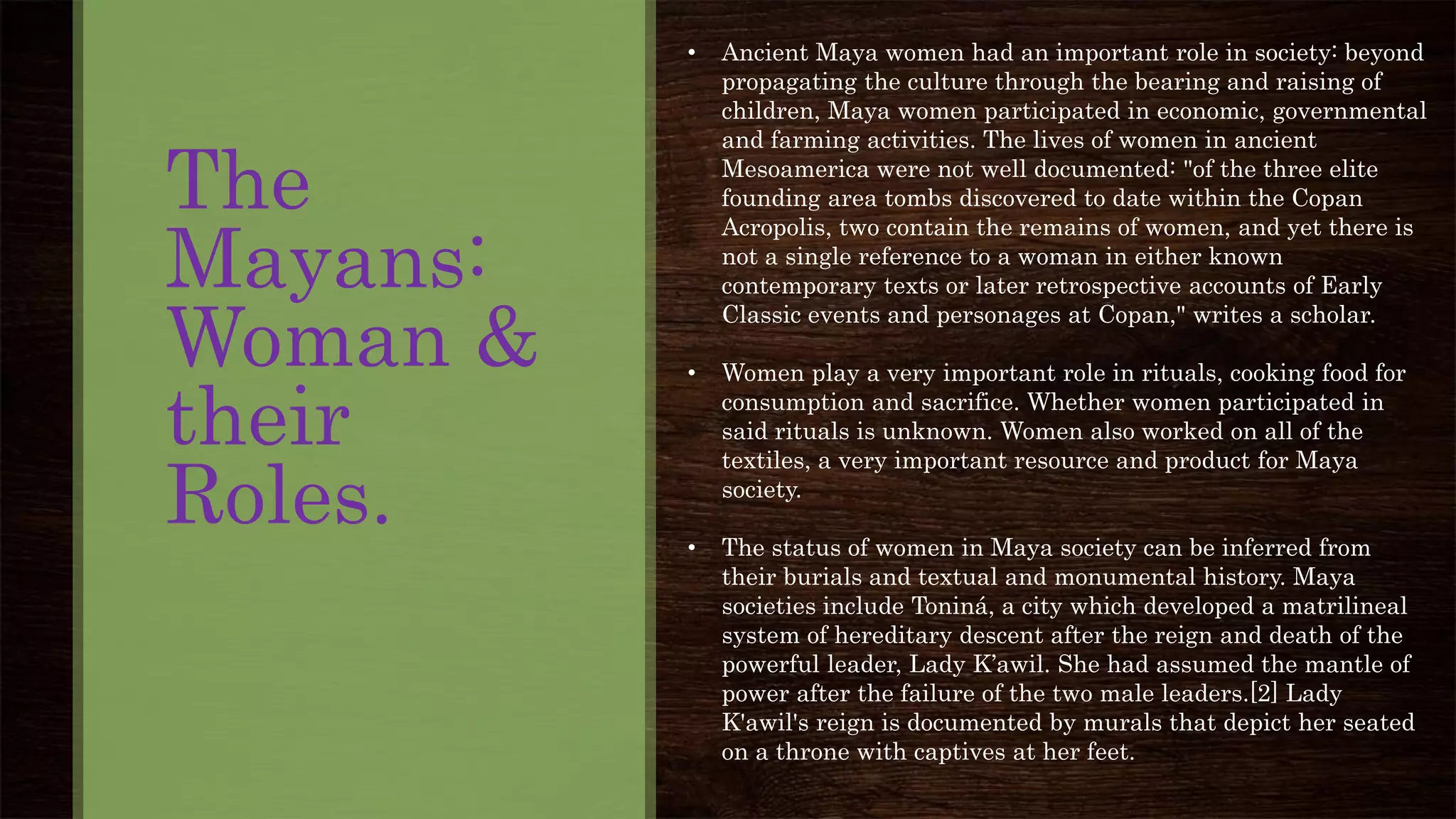 The role of woman During Ancient Latin America | PPTX