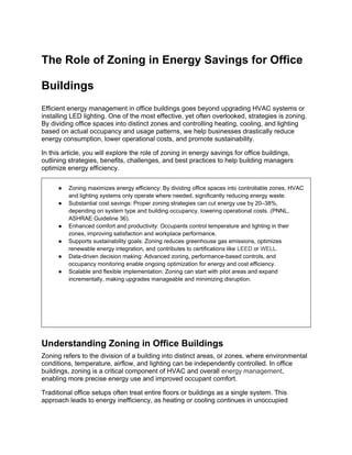The Role of Zoning in Energy Savings for Office Buildings | DOCX