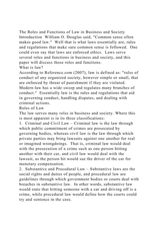 The Roles and Functions of Law in Business and Society Introduct.docx