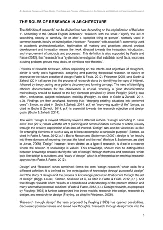 The roles and process of research in architecture | PDF