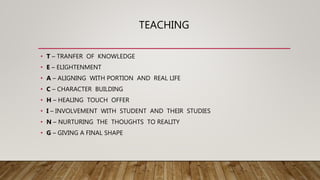 The roles of a good life sciences teacher | PPTX
