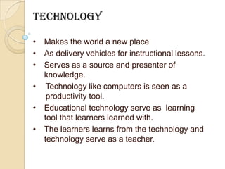 The roles of educational technology in learning | PPTX