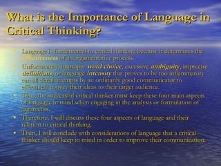 The Roles Of Language In The Context Of Critical Thinking | PPT