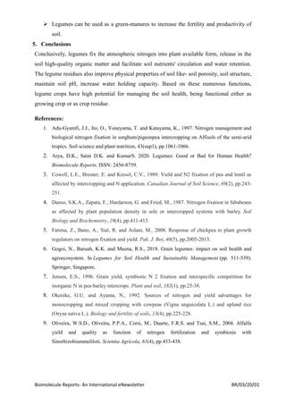 The Roles of Legumes in Soil Health Management | Dev Kumar Arya | PDF