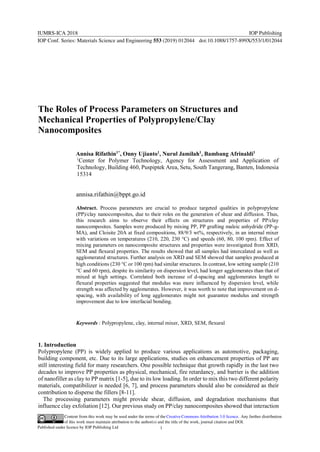 The roles of process parameters on structures and mechanical properties of polypropylene clay ...