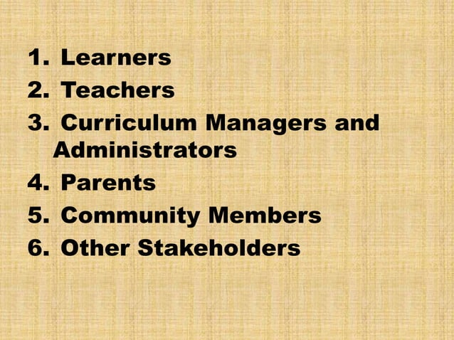 The roles of stakeholders in curriculum implementation | PPTX