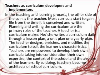The roles of stakeholders in curriculum implementation | PPTX