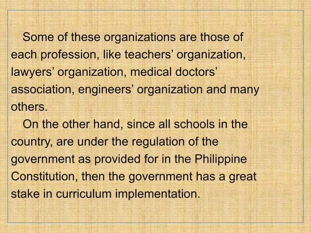 The roles of stakeholders in curriculum implementation | PPTX | Professional School ...