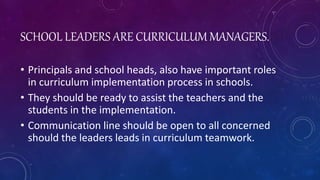 The roles of stakeholders in curriculum implementation lesson 4.4 | PPTX