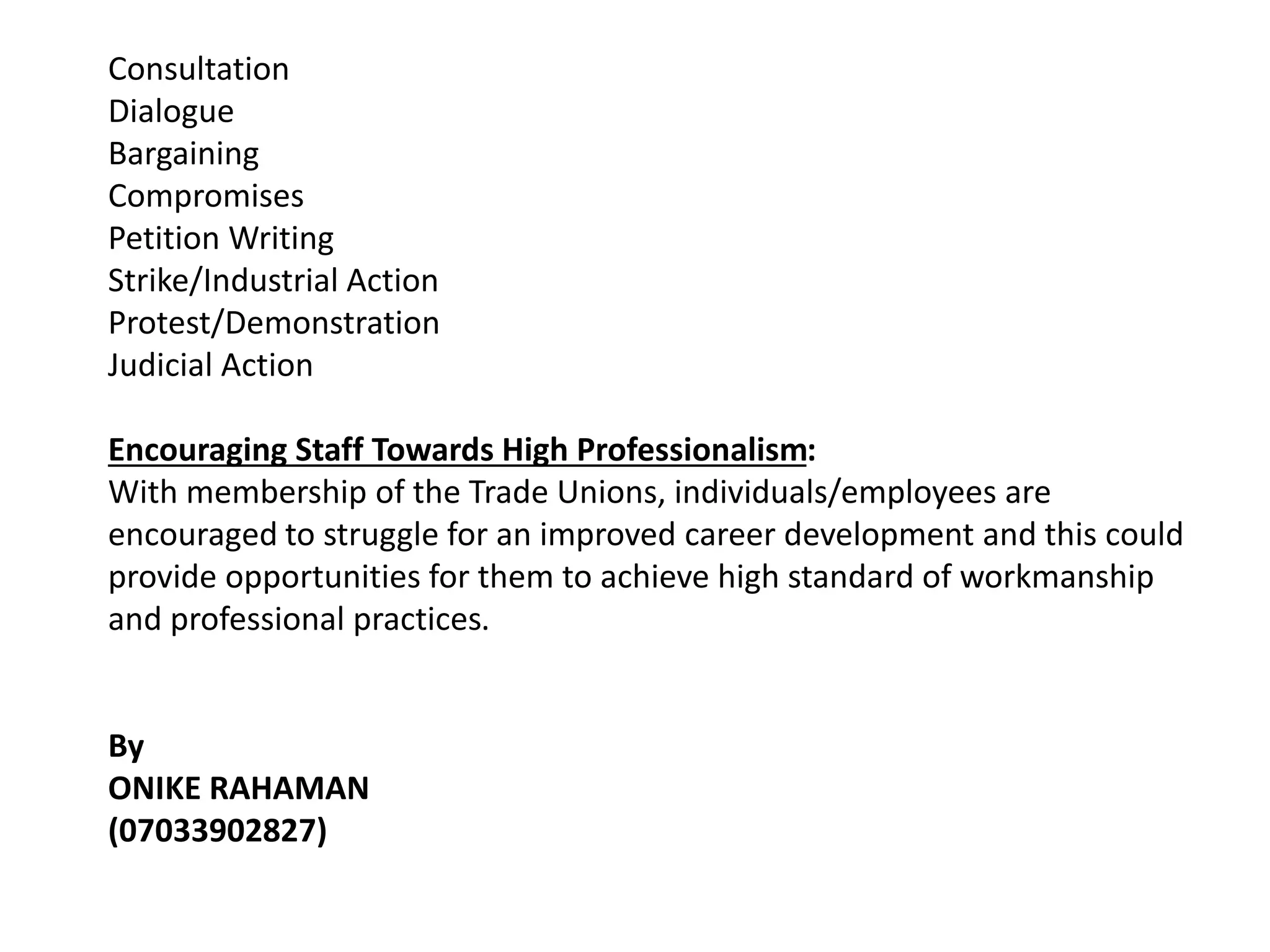 The roles of trade unions in tertiary institutions | PPTX