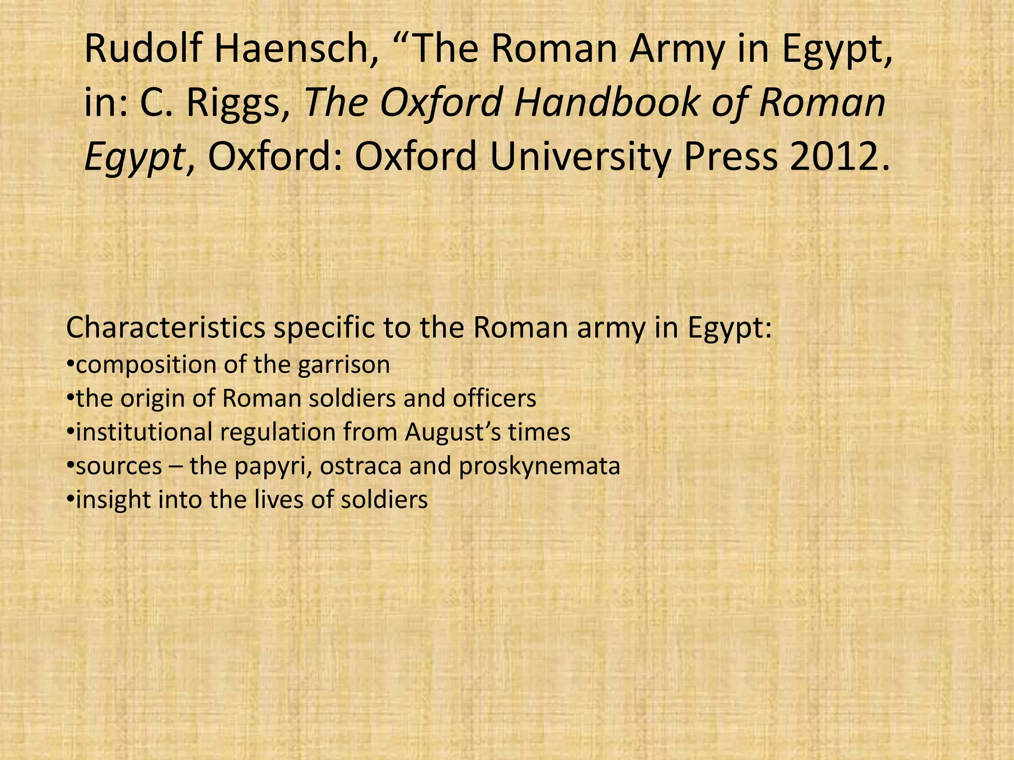 The Roman Army in Egypt | PPTX