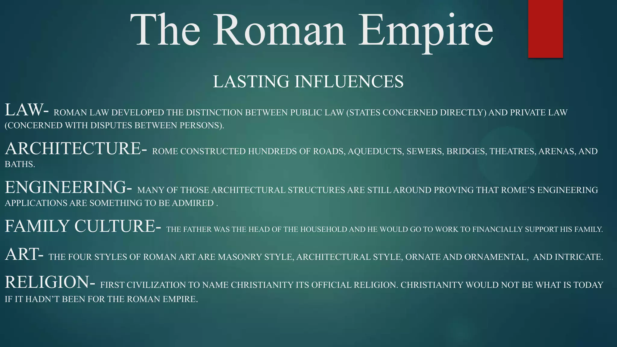 The roman empire lasting influences | PPTX