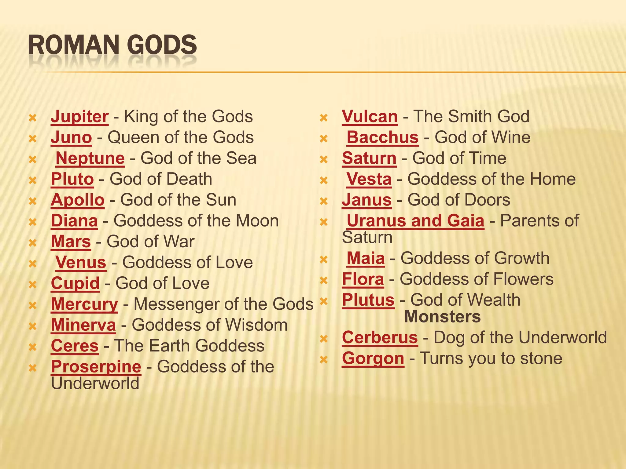 The roman gods | PPTX