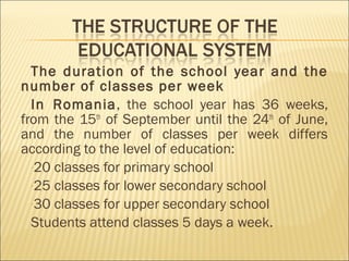 The Romanian educational system KA2 | PPT