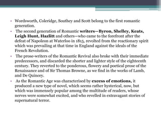 The Romantic age in English Literature | PPTX