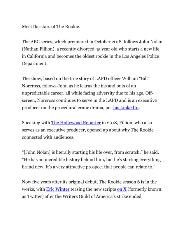 The Rookie Cast A Guide to All the Actors and Characters from Season 1 to Season 6.pdf ...