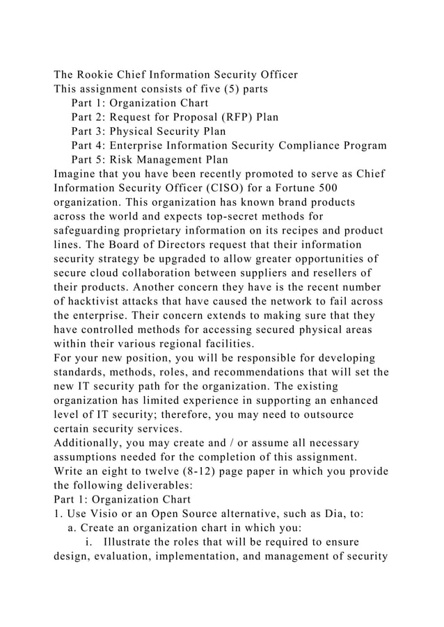 The Rookie Chief Information Security OfficerThis assignment consi.docx