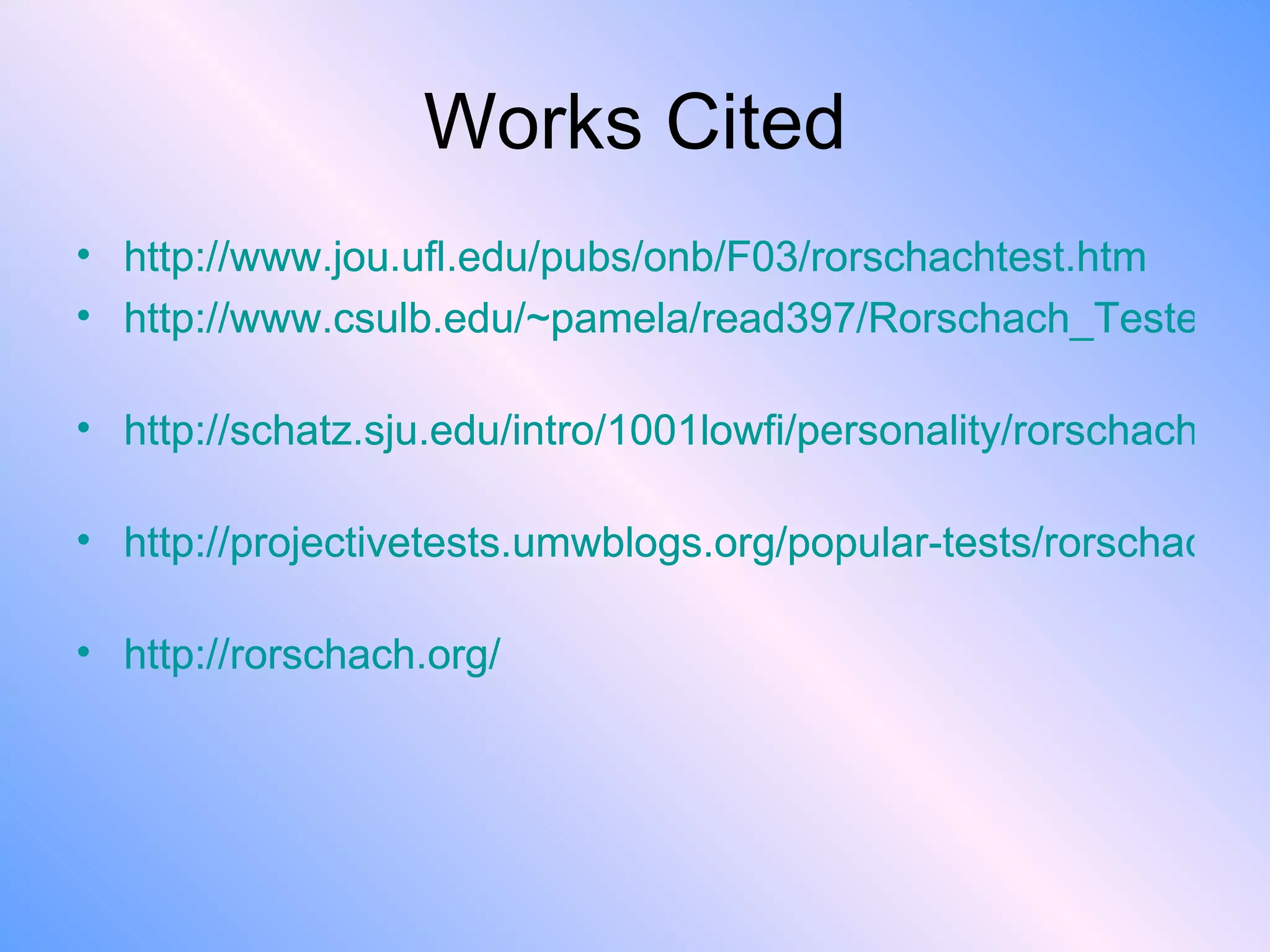 The Rorschach Test | PPT