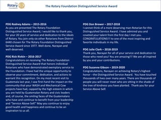 The Rotary Foundation Distinguished Service Award Presentation to ...