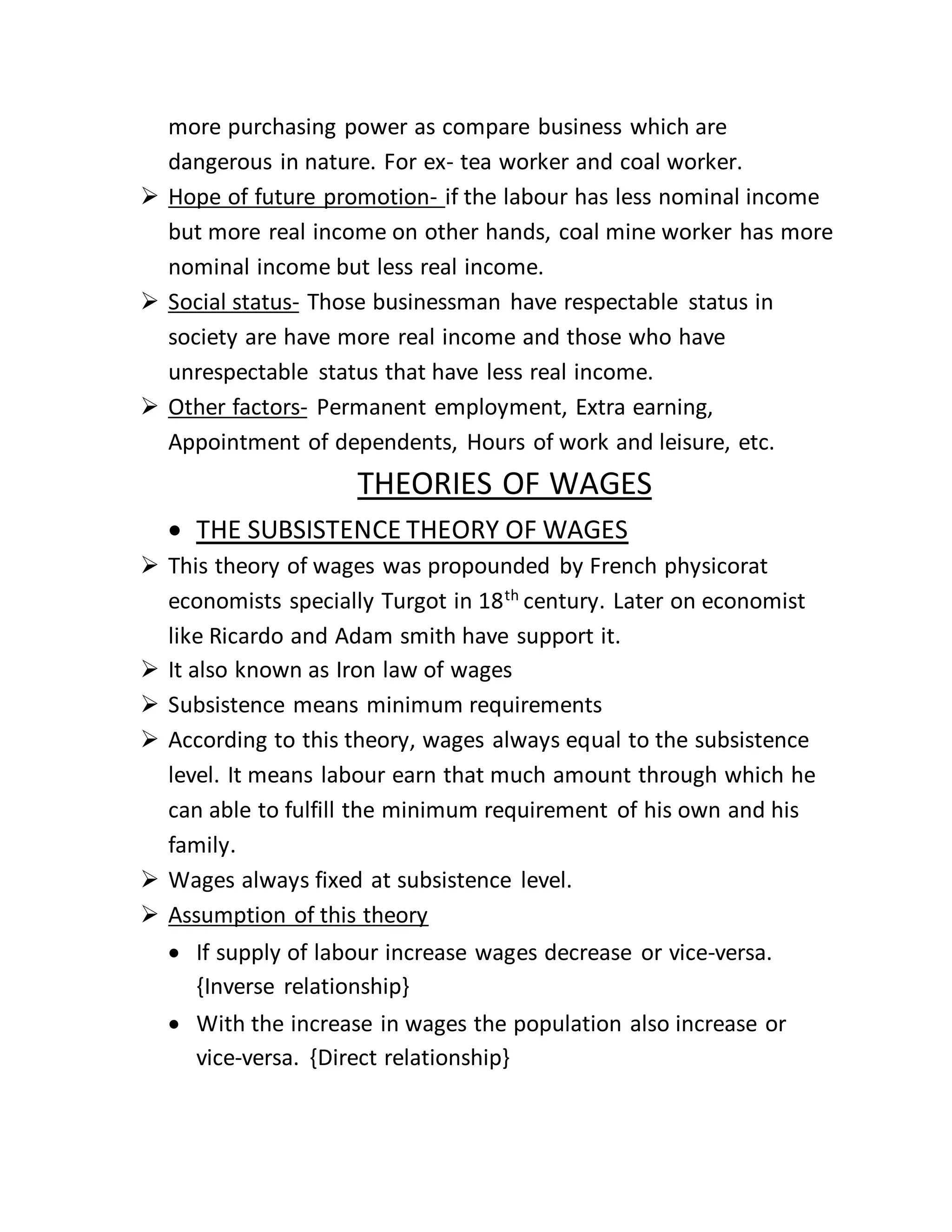 Theories of determination of wages | DOCX