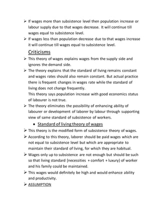Theories of determination of wages | DOCX
