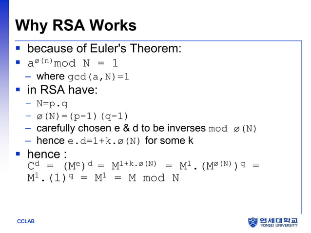 The rsa algorithm | PPT | Information and Network Security | Computing