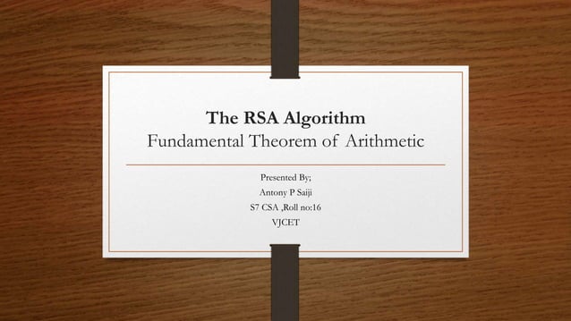 The RSA Algorithm | PPT