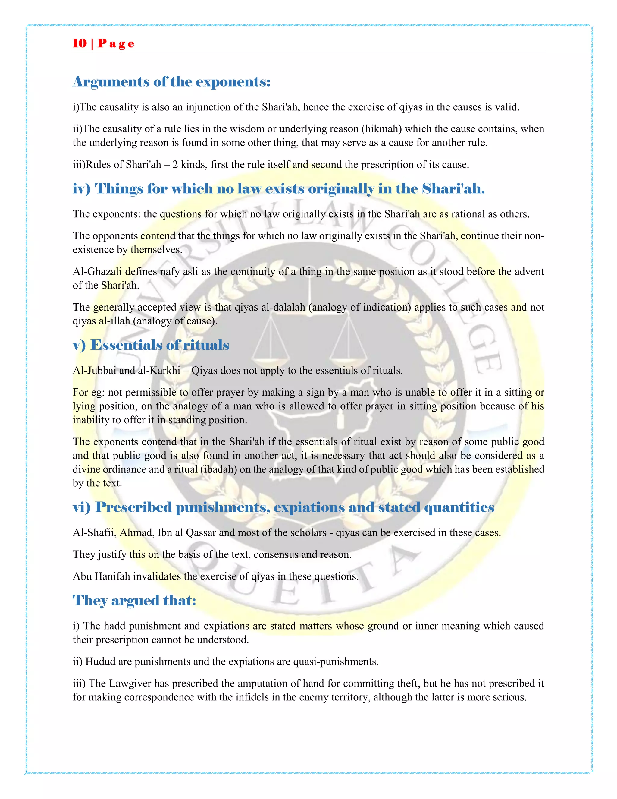 The rule of qiyas its meaning, justification, types, scope, application ...