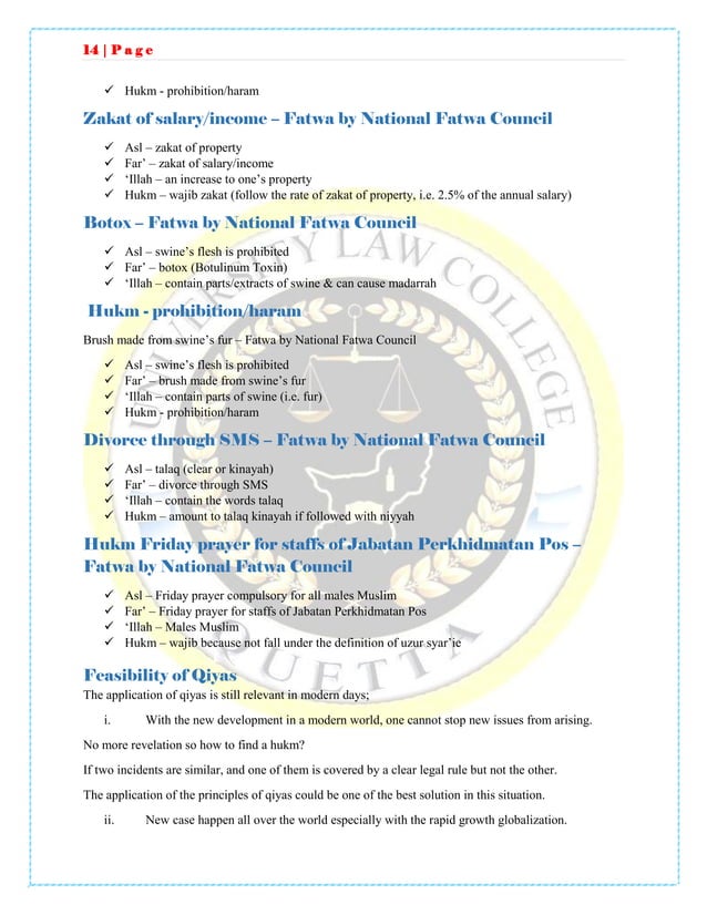 The rule of qiyas its meaning, justification, types, scope, application ...