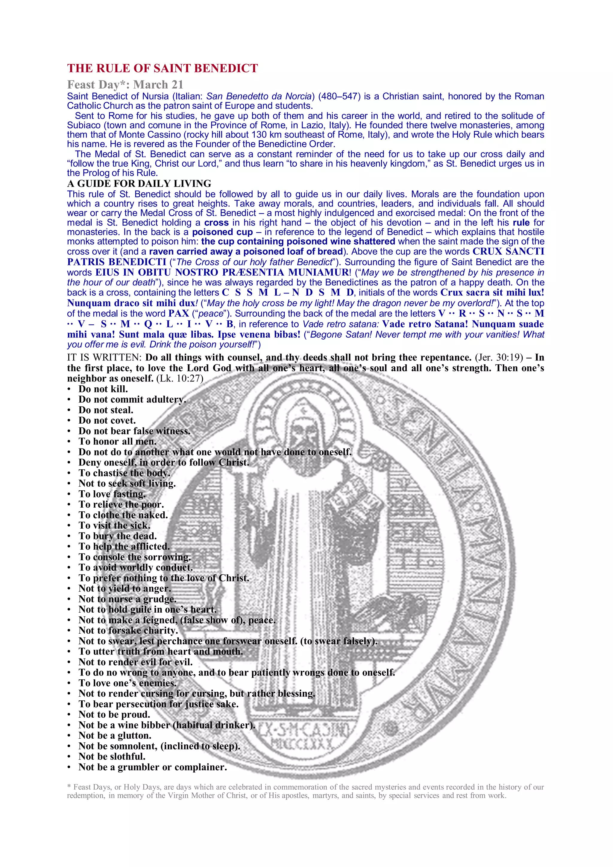 The Rule of Saint Benedict | PDF