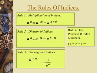 The rules of indices | PPTX