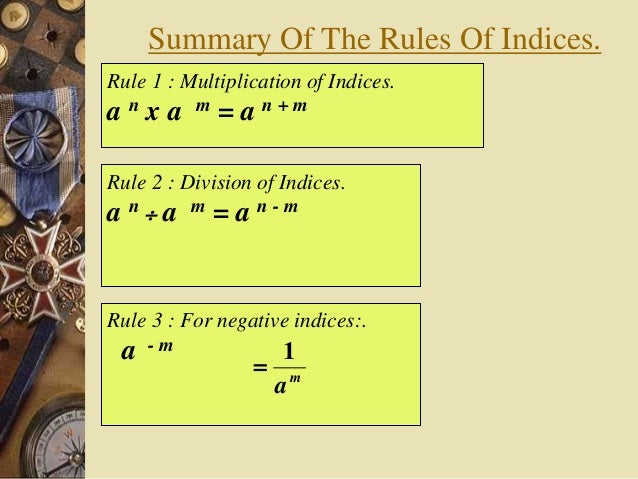 The rules of indices