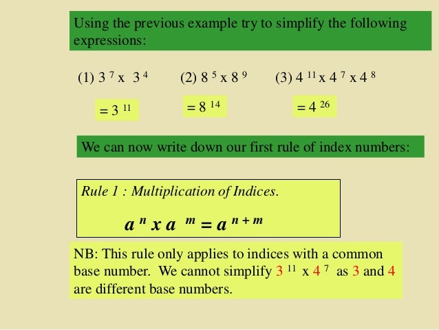 The rules of indices
