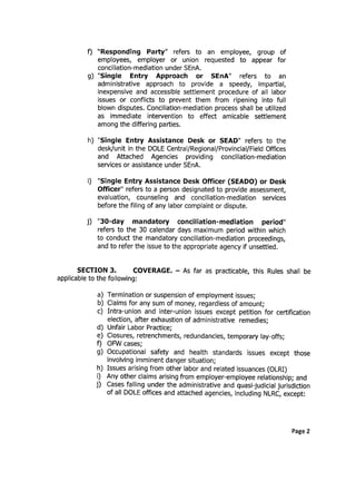 Single Entry Approach (SEnA). Department of Labor and Employment (DOLE ...