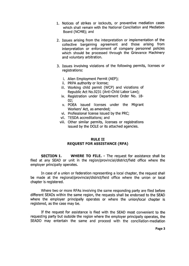 Single Entry Approach (SEnA). Department of Labor and Employment (DOLE). | PDF