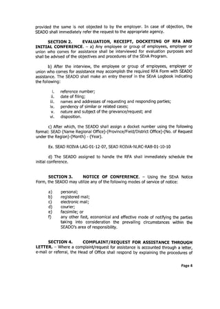 Single Entry Approach (SEnA). Department of Labor and Employment (DOLE ...