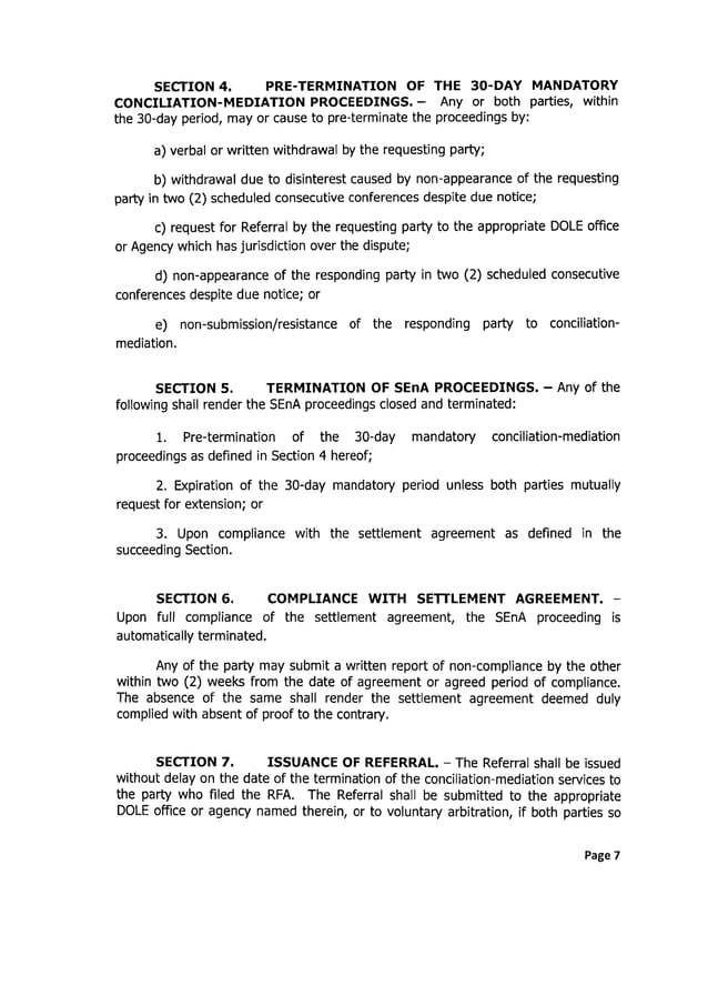 Single Entry Approach (SEnA). Department of Labor and Employment (DOLE ...
