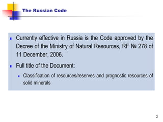 Russian Ore Reserve Codes | PPT
