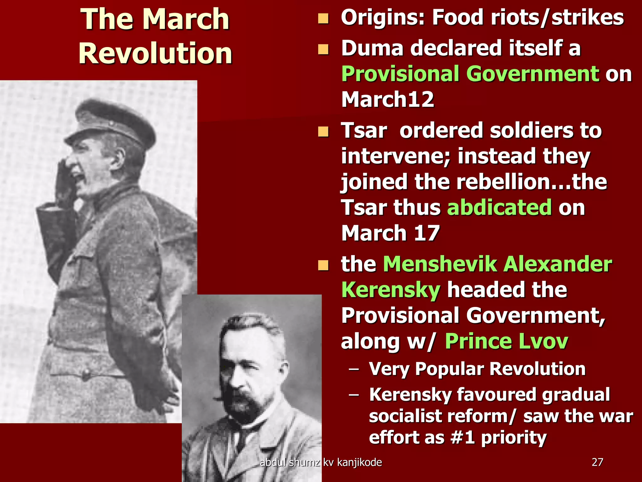 The Russian Revolution, Class 9, History- lesson:2 cbse | PDF