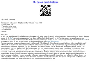 The Russian Revolutions Of 1917 Essay | PDF | Politics