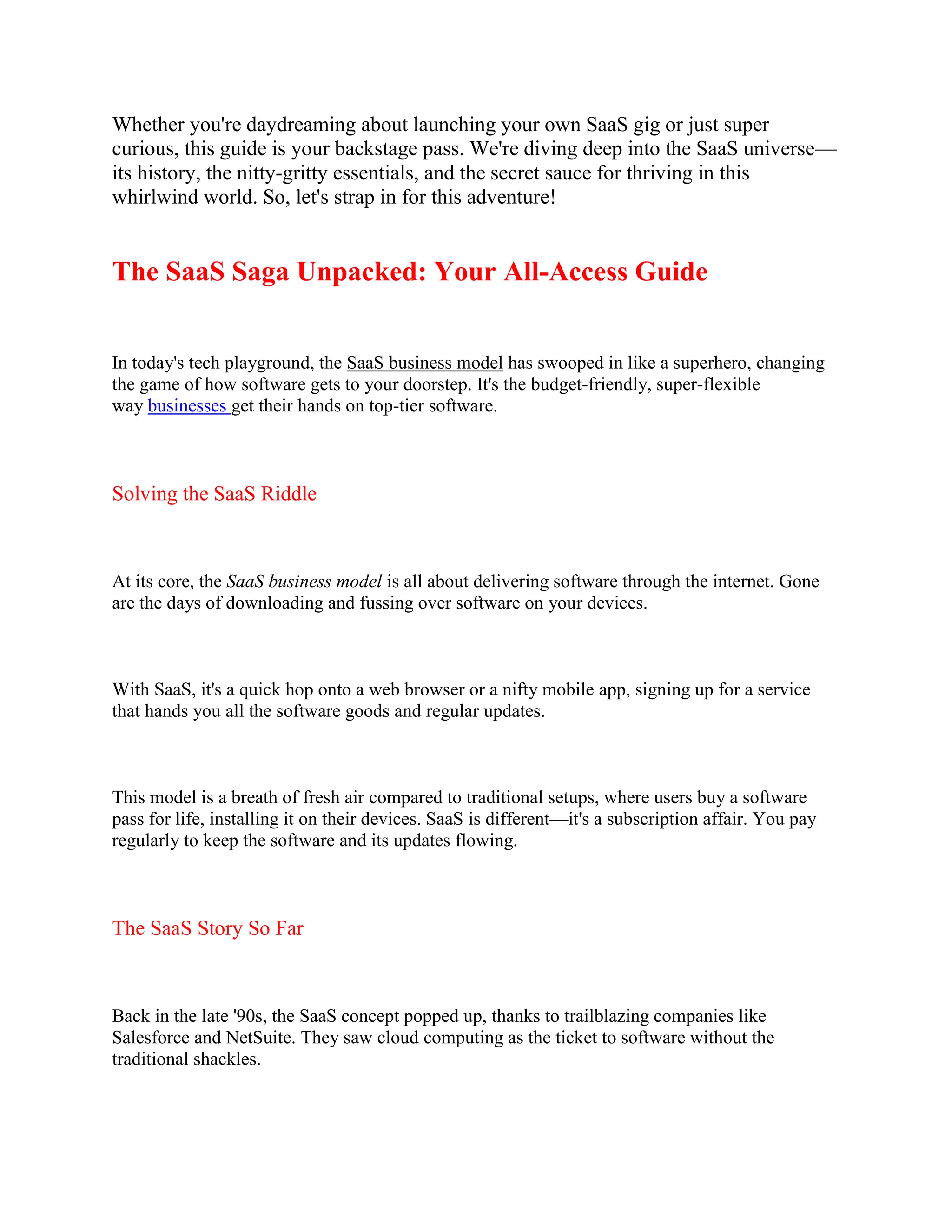 The SaaS Business Model: Your Essential Handbook | DOCX