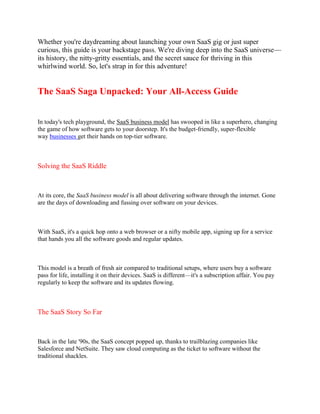 The SaaS Business Model: Your Essential Handbook | DOCX